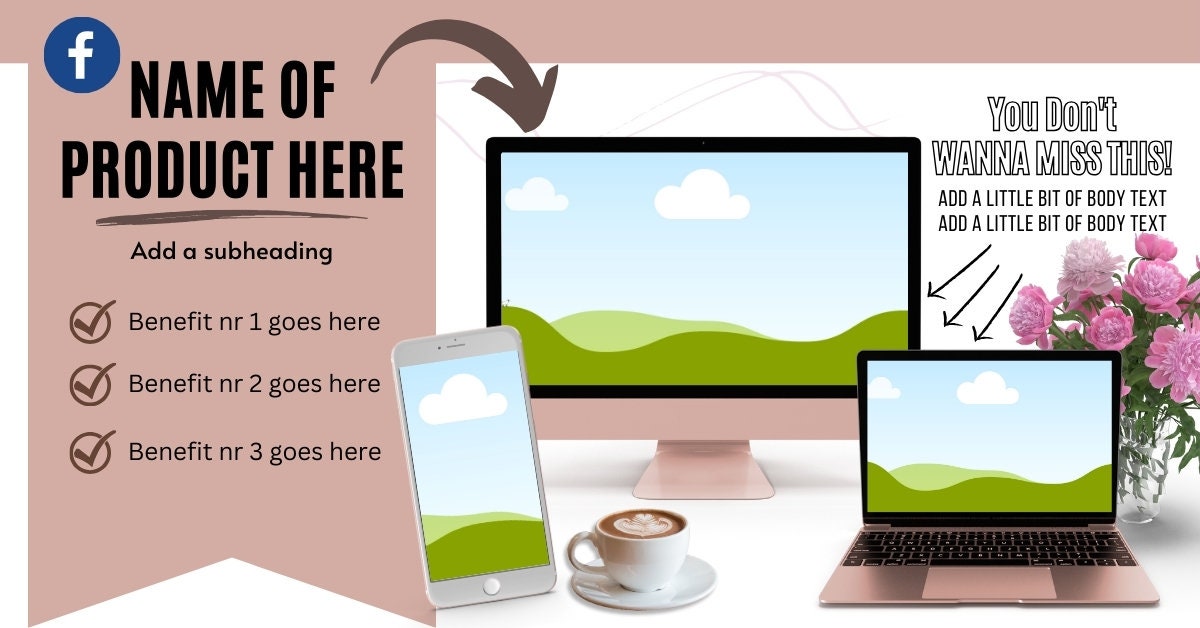 Canva Mockup Facebook Ads Mock-up Templates - 6 Editable Designs for ...
