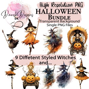Spooky Halloween Clip Art Bundle, 54 Spooky Watercolor Images - Pumpkin ...