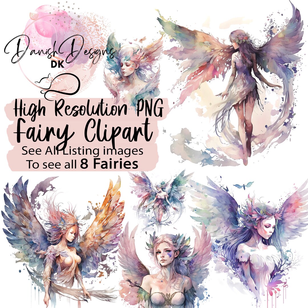 Watercolor Fairy Clipart, Fantasy Creatures Clipart Bundle, Watercolor ...