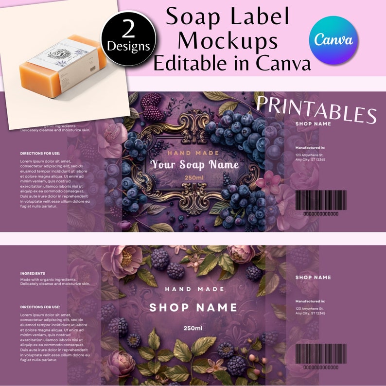 Printable Soap Label Canva Template, Customizable Design for Artisan ...
