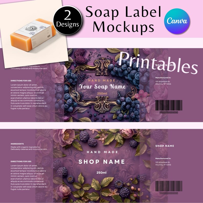 Printable Soap Label Canva Template, Customizable Design for Artisan ...