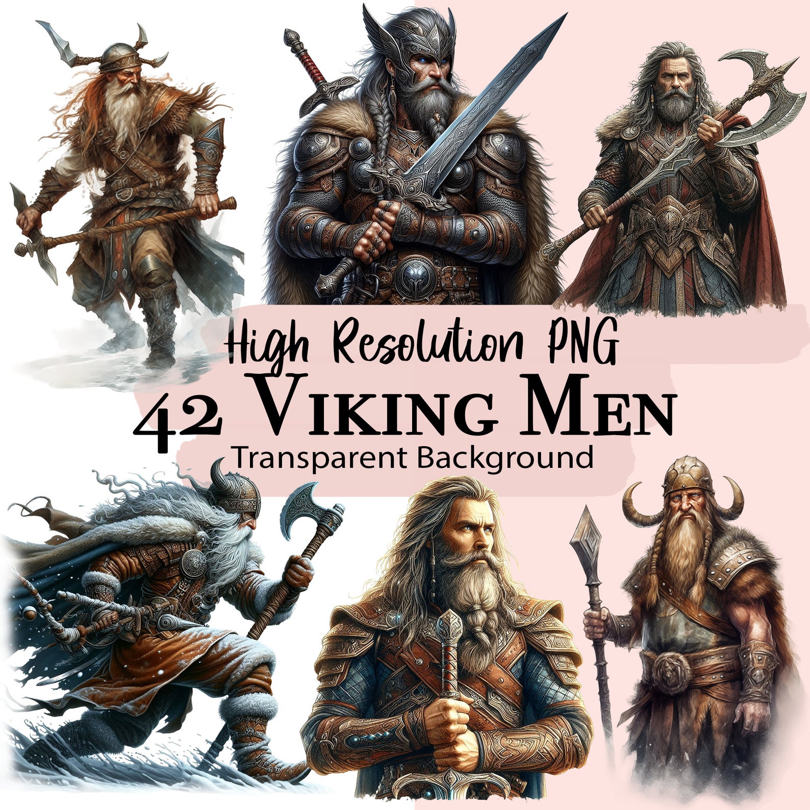 Watercolor Viking Clipart, 42 Viking Png, Viking Cutfile, Scandinavian ...