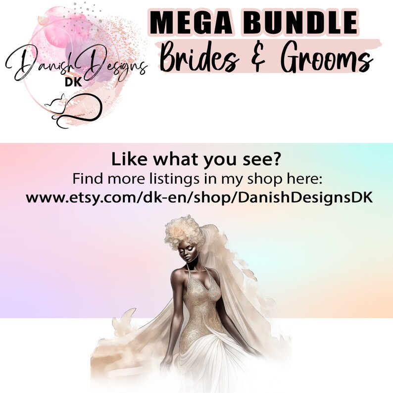 Bride Clipart, Bride and Groom Watercolor Clipart Bundle, Digital PNG ...