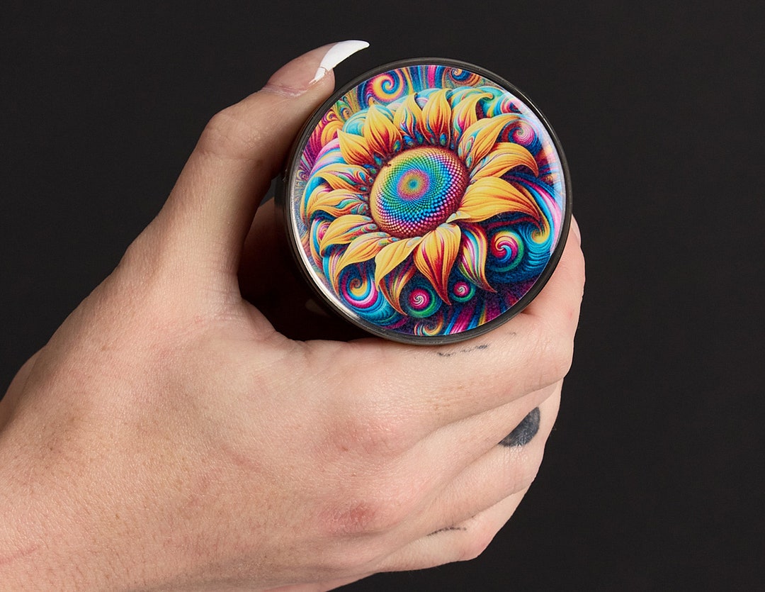 Trippy Sunflower Grinder, Psychedelic Sun Flower Grinder, Girly Grinder ...