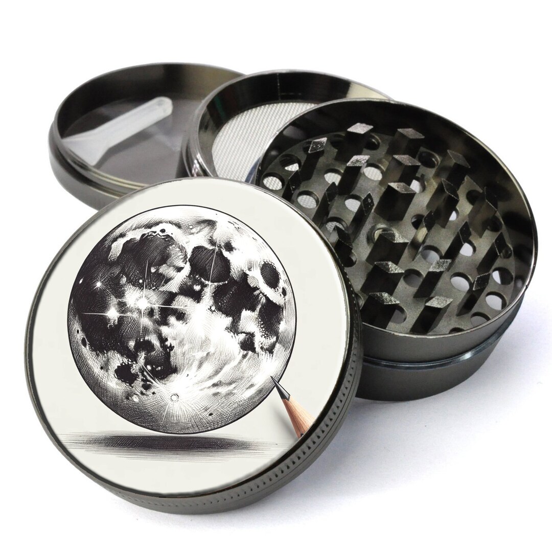 Line Drawing Full Moon Herb Grinder, Extra Large Grinder of a Lunar ...