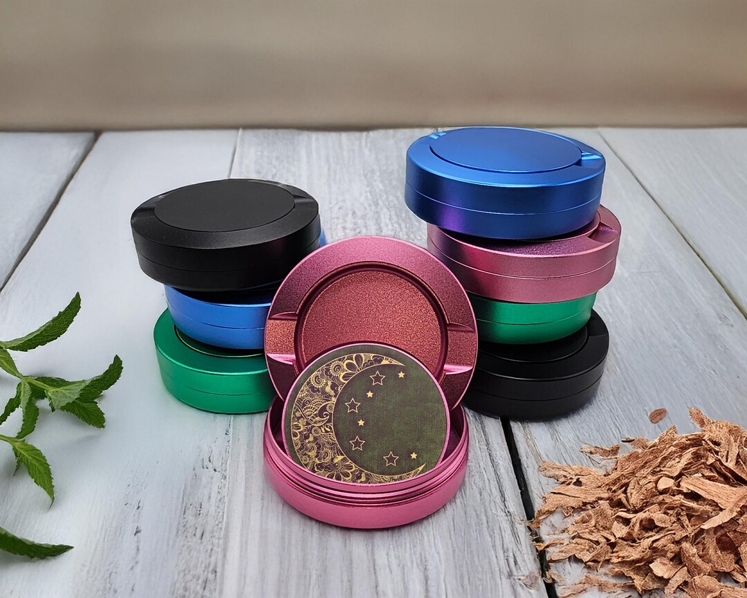 Crescent Moon and Stars, Snus Pouch Container, Aluminum Container, Can ...