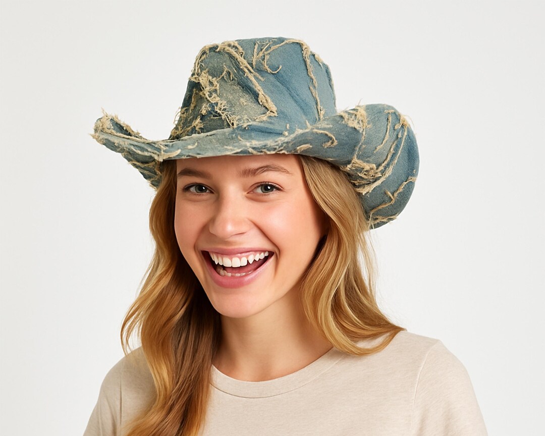 Denim Western Hat, Western Accessories, Cowboy Hat, Concert Merch ...