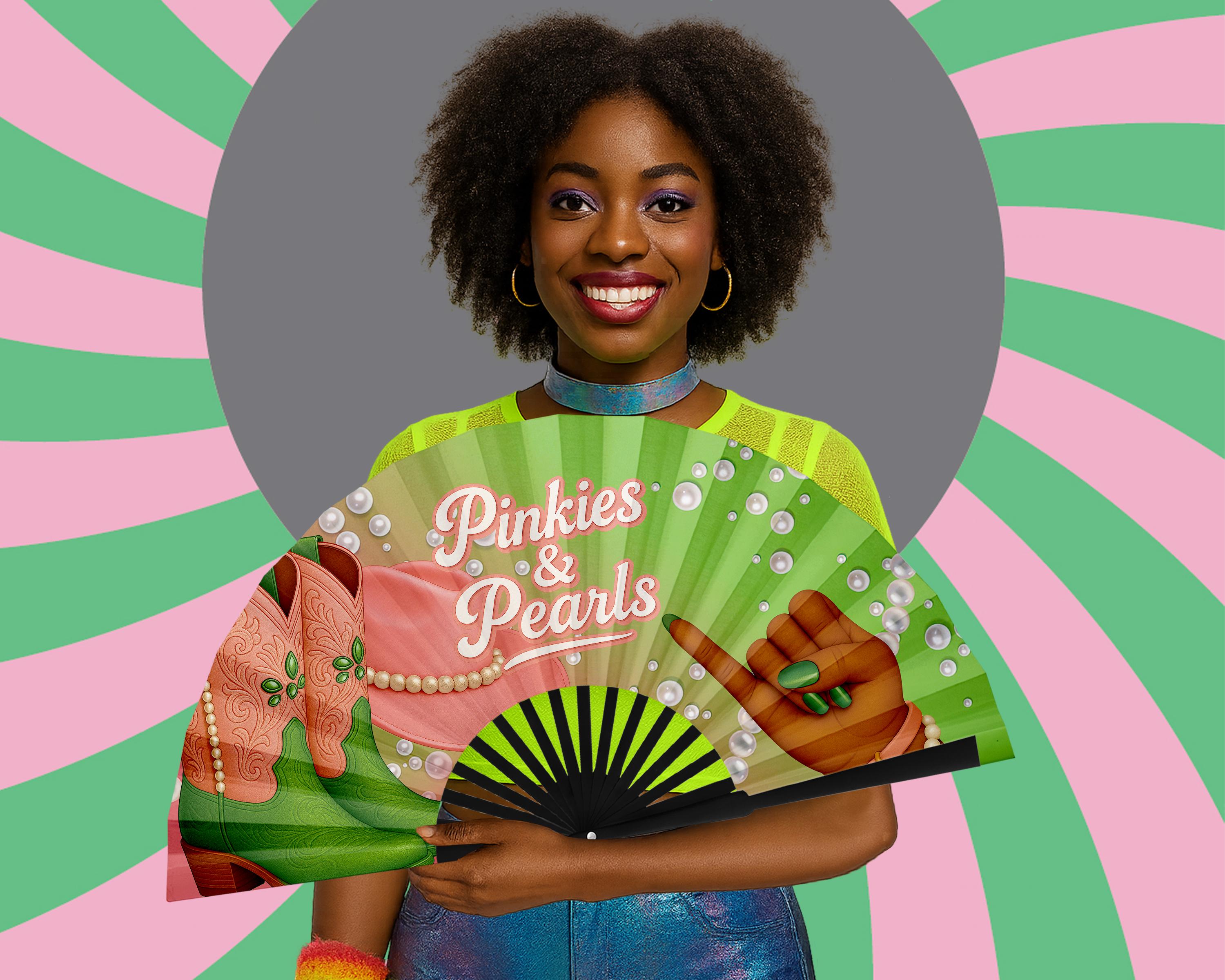 Sorority Hand Fan, Pinkies and Pearls Clack Fan, Celebration Clack Fan ...