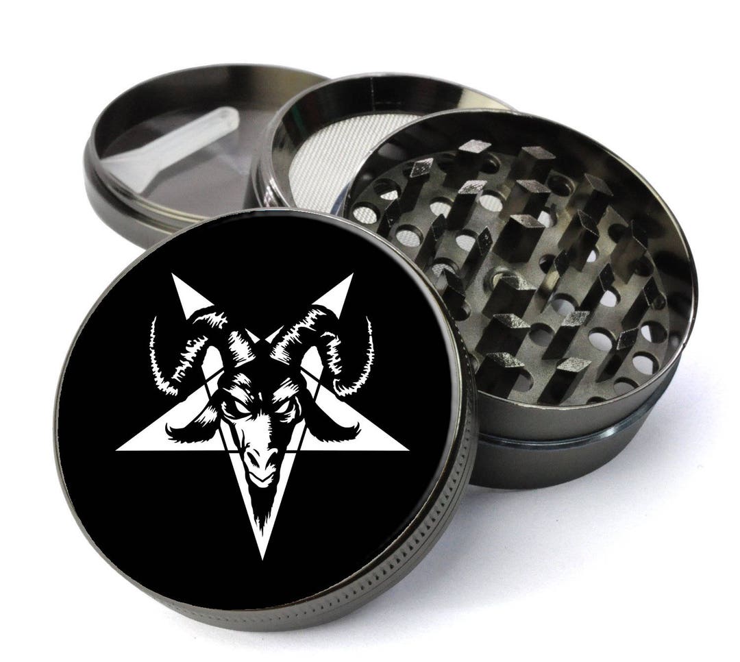 Goat Skull Grinder, Satanic Grinder With Catcher, Pentagram Grinder ...