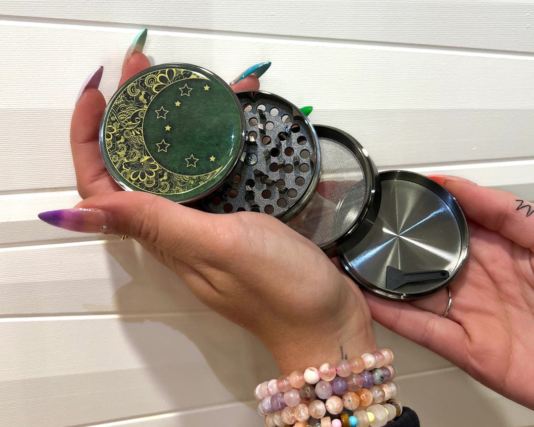 Whimsigoth Herb Grinder - Crescent Moon With Stars Cute Grinder With ...