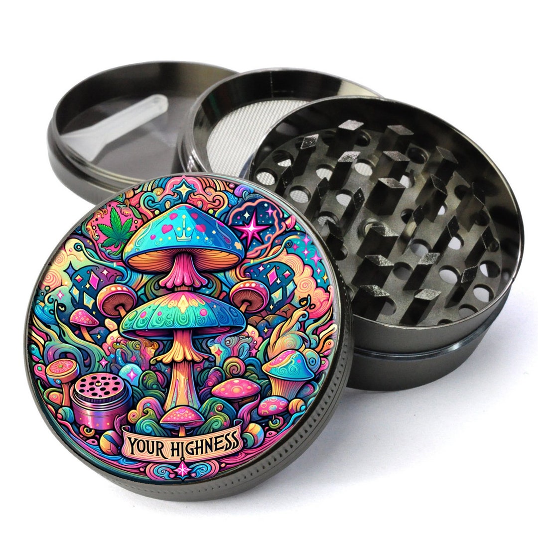 Mushroom Grinder , Trippy Grinder, Herb Grinder With Catcher, Cute ...