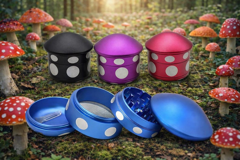 Girly Mushroom Tobacco Grinder, Cute Metal Herb Grinder, Trippy Grinder ...
