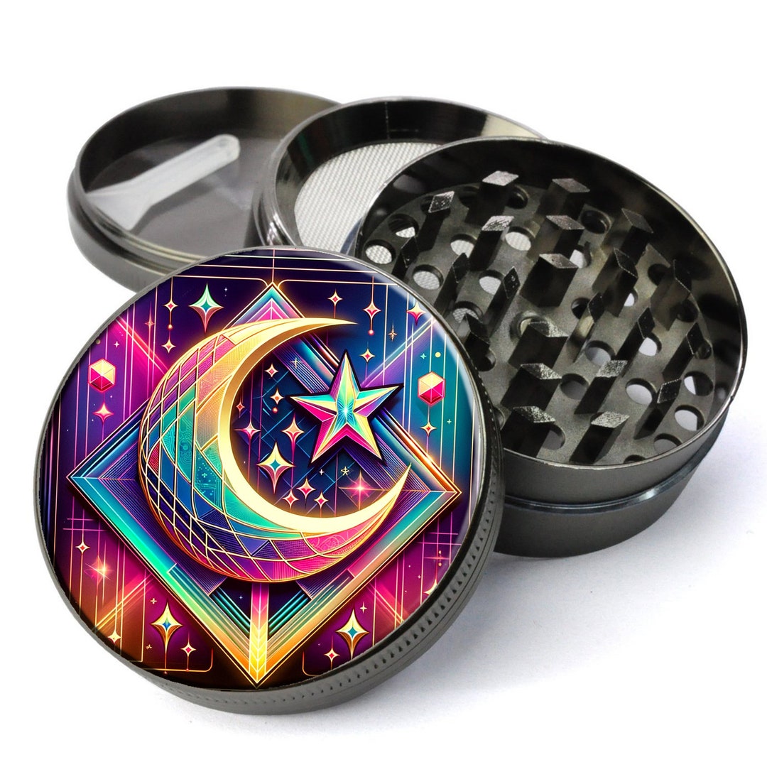 Festive Grinder, Crescent Moon With Stars Grinder, Vapor Wave Grinder ...