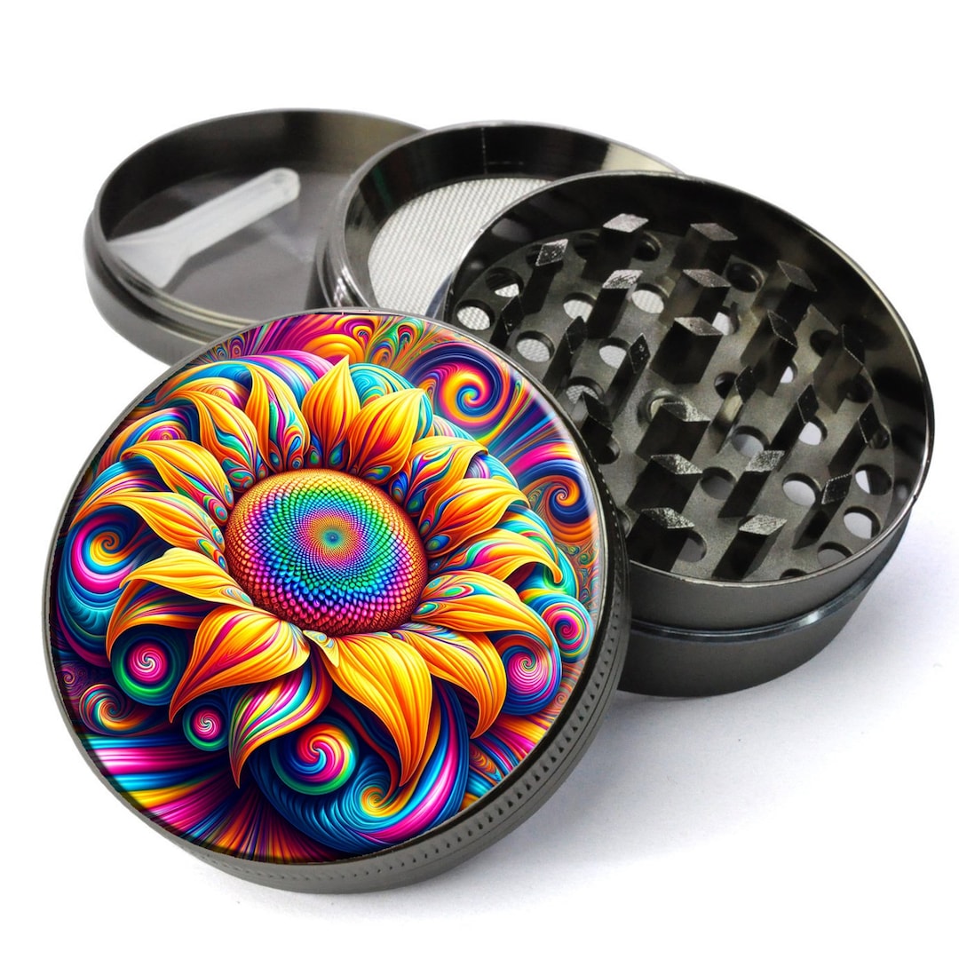 Trippy Sunflower Grinder Psychedelic Sun Flower Grinder - Etsy