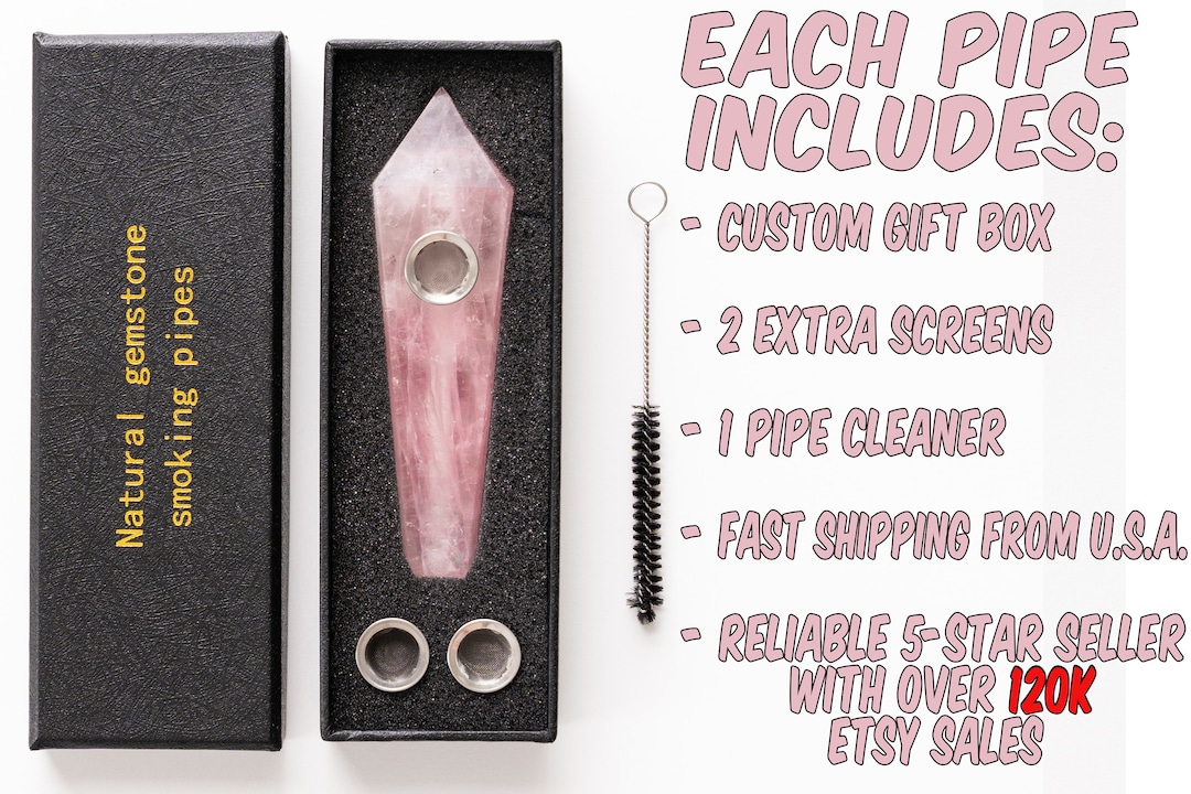 Gemstone Rose Quartz Pipes, Smoking Pipes, Quartz Stone Pipes, Crystal ...