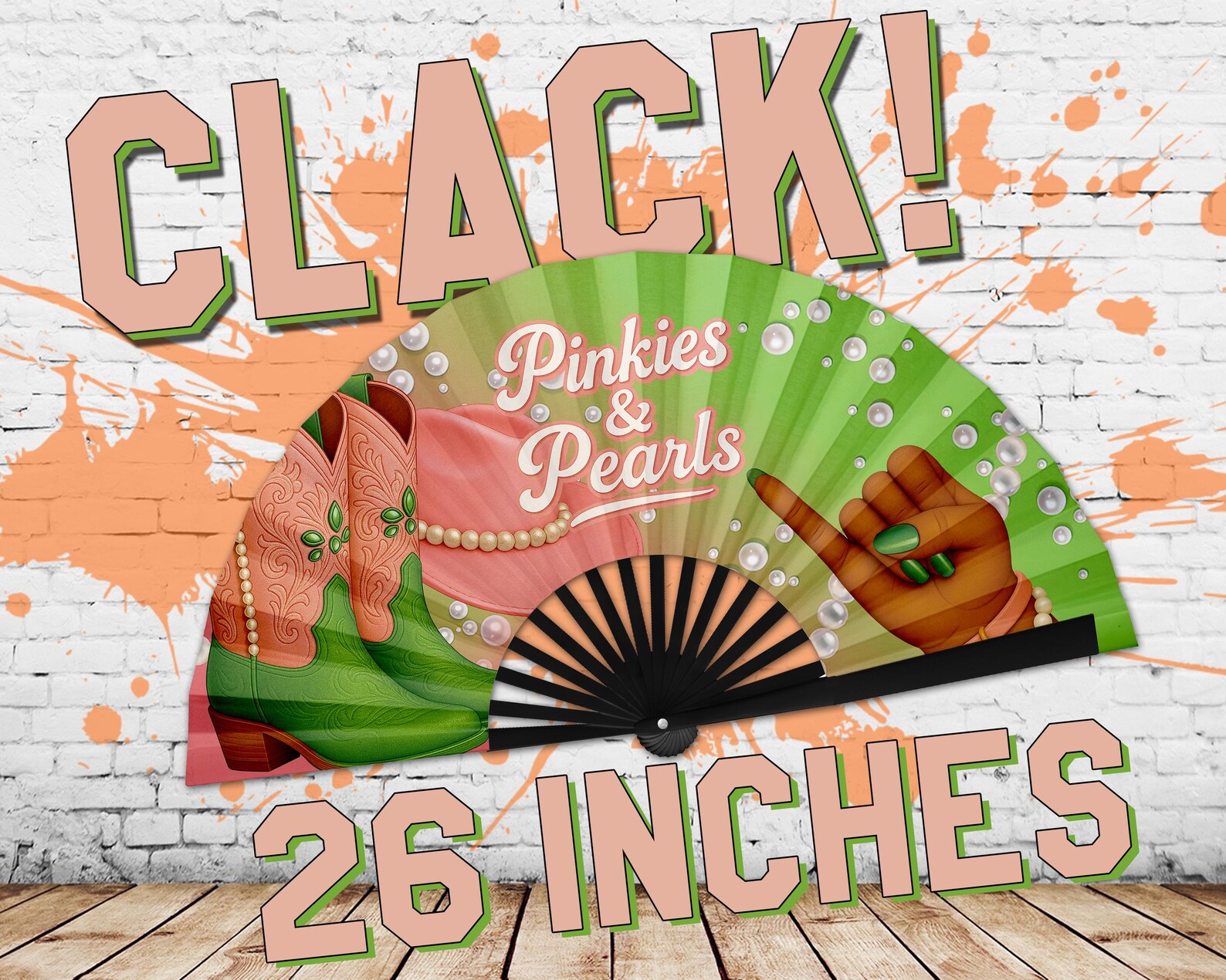 Sorority Hand Fan, Pinkies and Pearls Clack Fan, Celebration Clack Fan ...