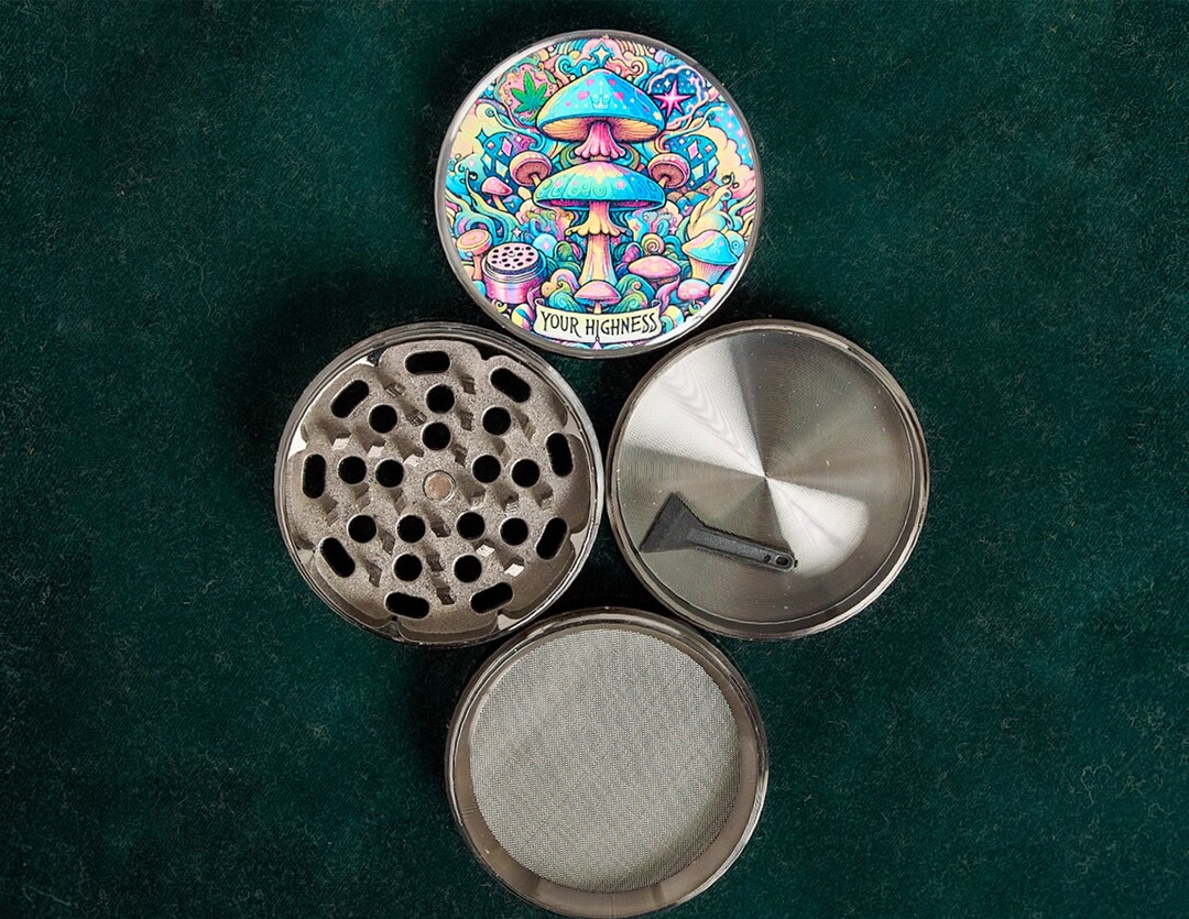 Funky Mushroom Grinder, Trippy Grinder, Herb Grinder With Catcher, Cute ...