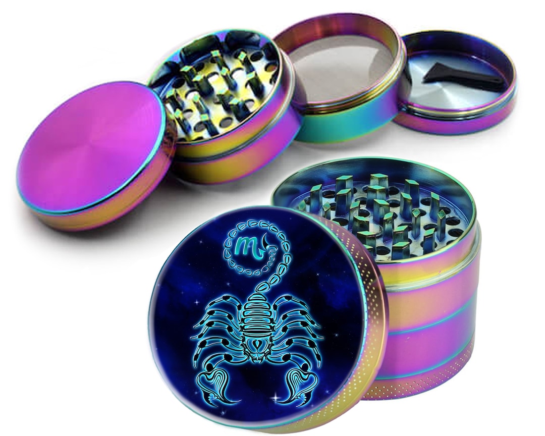Scorpio Grinder, Rainbow Zodiac Sign Grinder, Herb Grinder With Catcher ...