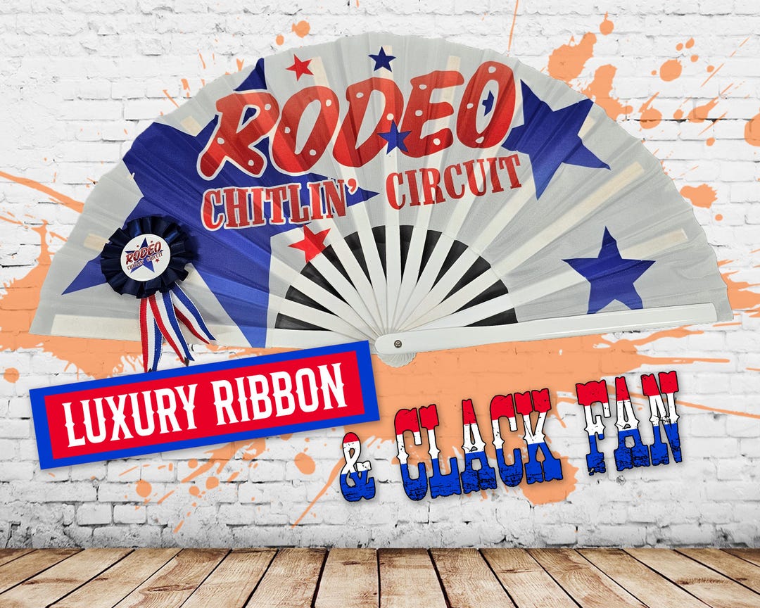 Cowboy Large Clack Fan and Ribbon Button Set, Rodeo Chitlin Circuit ...