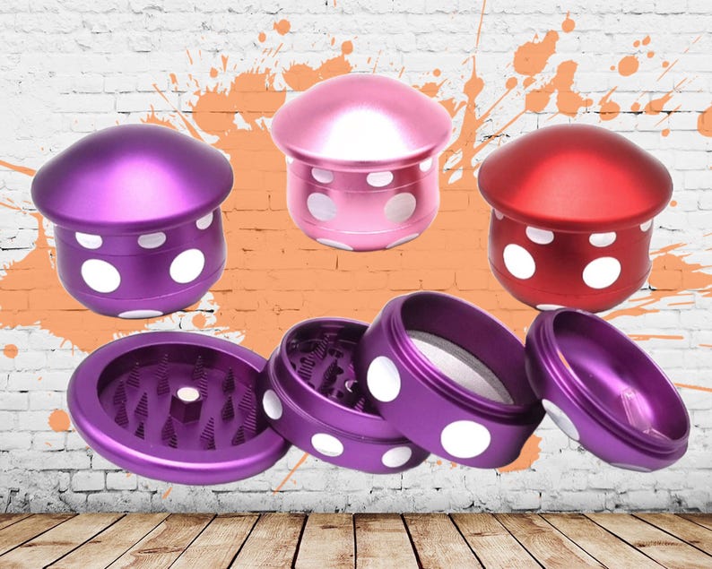 Girly Mushroom Tobacco Grinder, Cute Metal Herb Grinder, Trippy Grinder ...