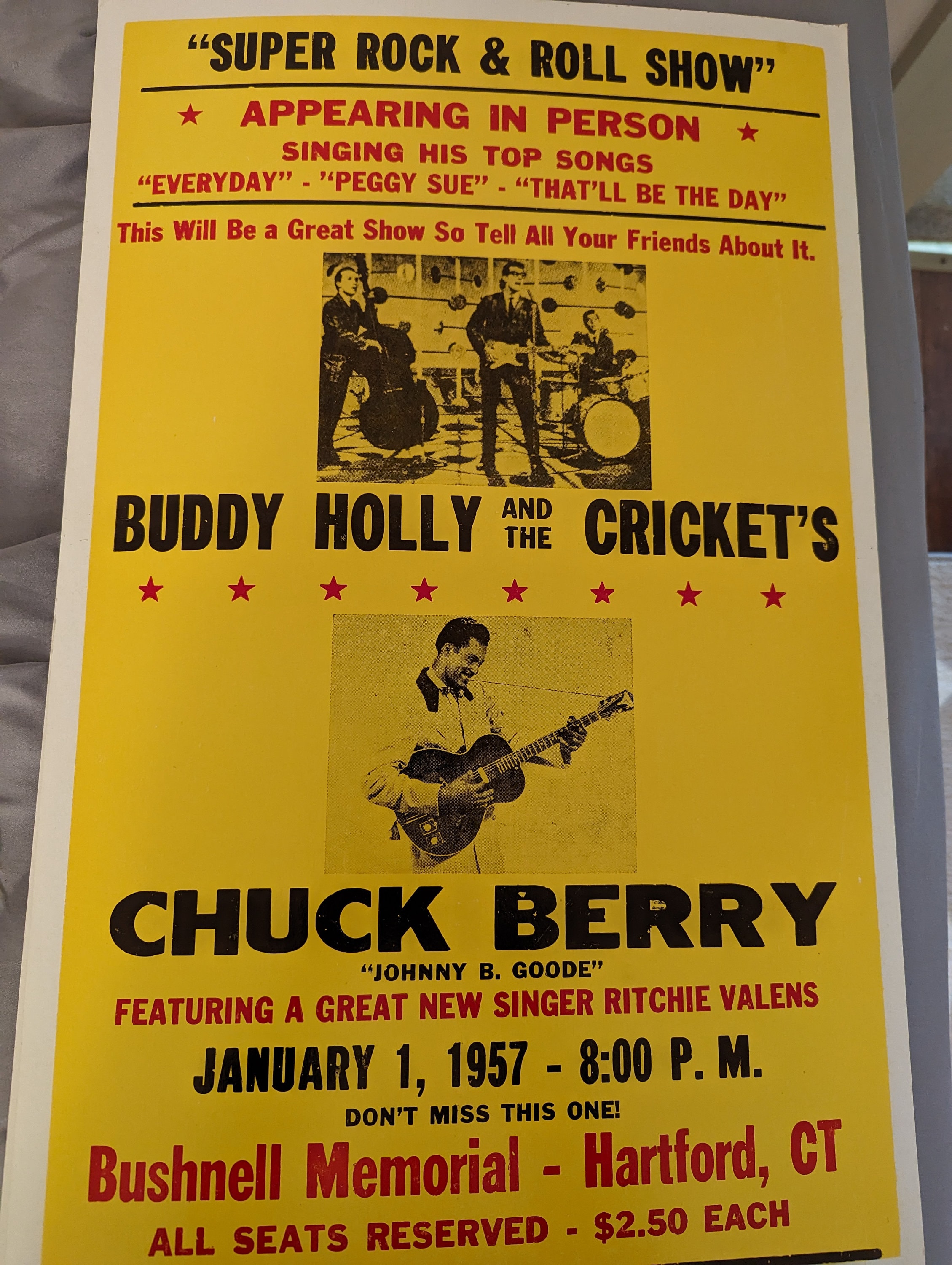 Buddy Holly Chuck Berry Cardboard Poster 22x14 Vintage Rare - Etsy