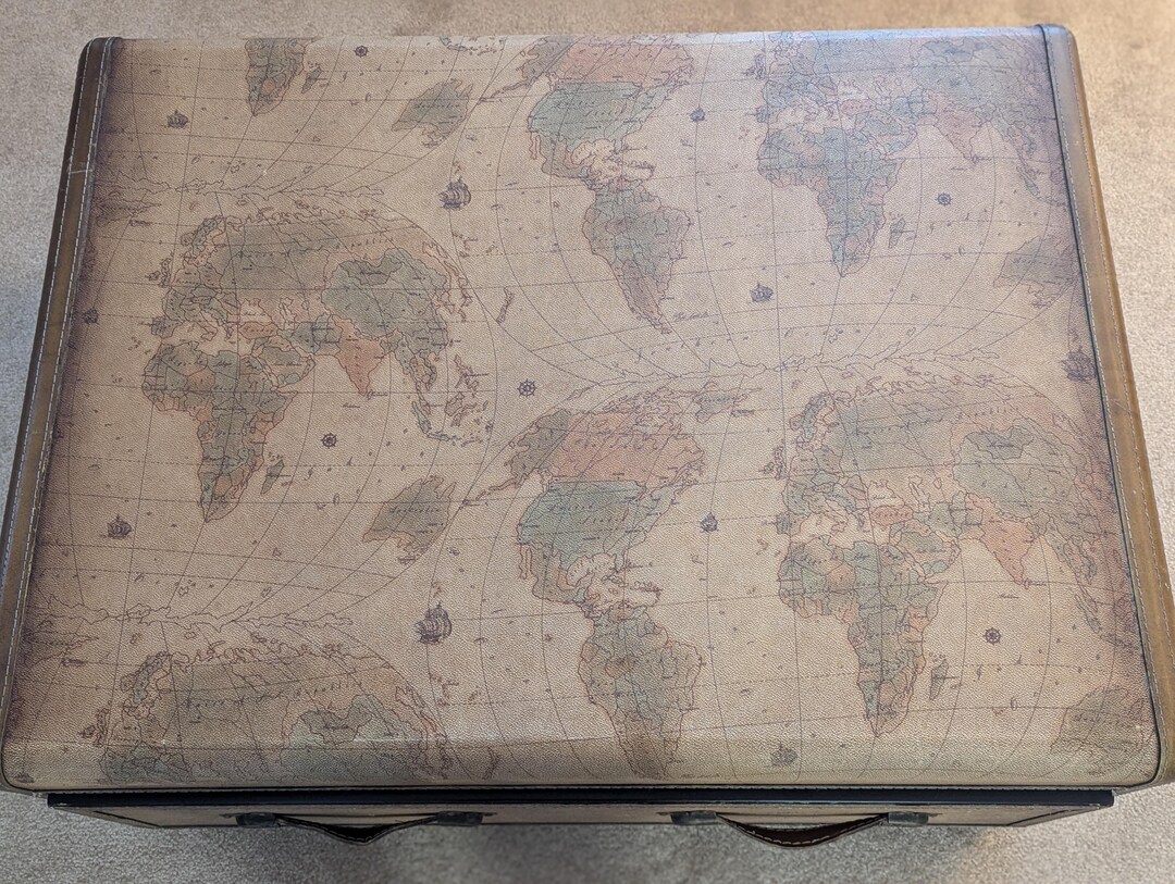 Vintage World Map Storage Table Chest - Etsy