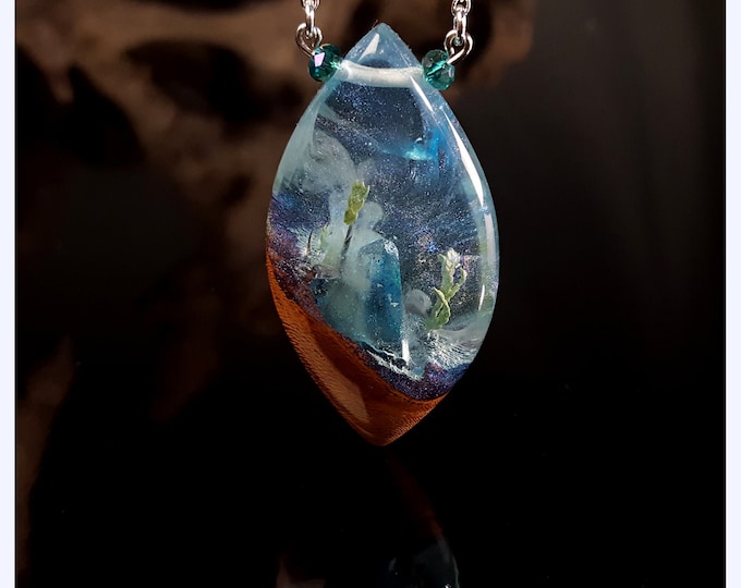 Alien Life Resin Glowing Wood Necklace, Handmade Jewelry, Unique Gift ...