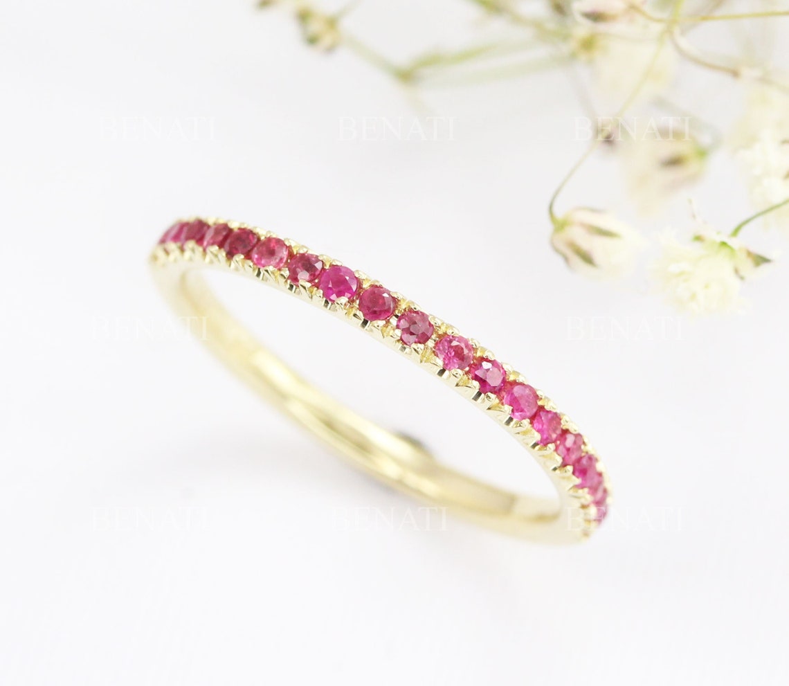 Ruby Eternity Band Ruby Ring Eternity 1.5 Mm Wedding Band - Etsy