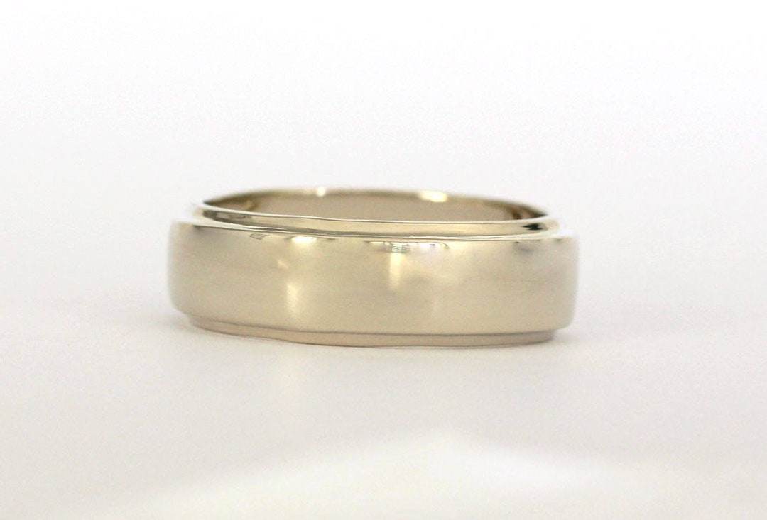 Wide Mens Wedding Band, Mens Wedding Ring, 7mm Mens Wedding Ring White ...