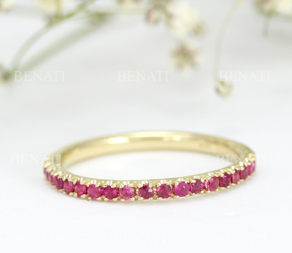 Ruby Eternity Band Ruby Ring Eternity 1.5 Mm Wedding Band - Etsy