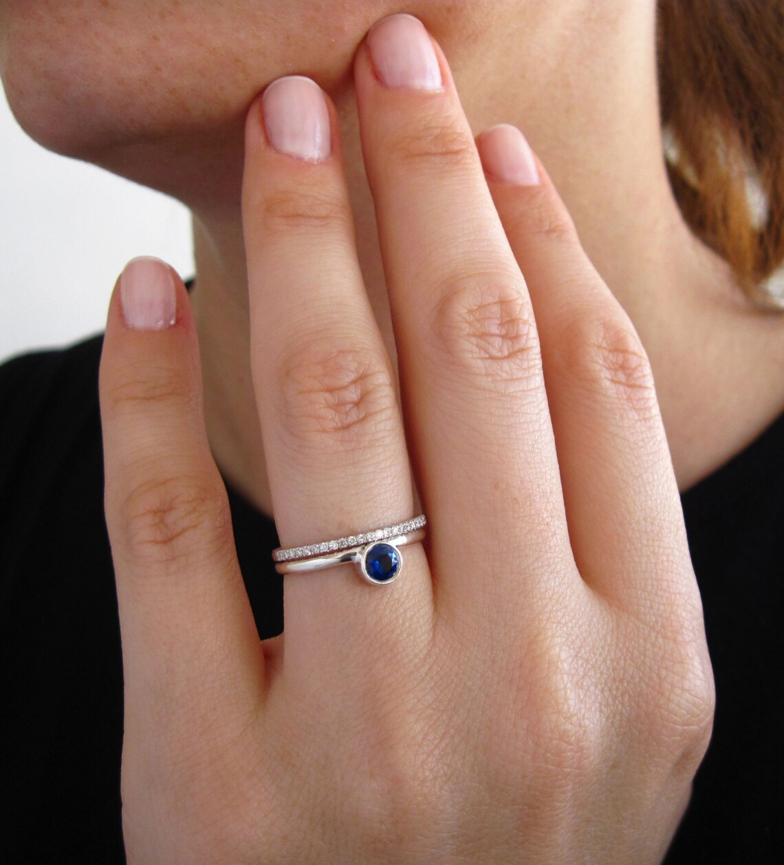 Sapphire Wedding Set Sapphire Bridal Set Diamond Wedding | Etsy