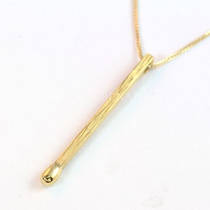 Gold Match Stick Pendant, 14k Match Pendant, Fire Matchstick Charm ...