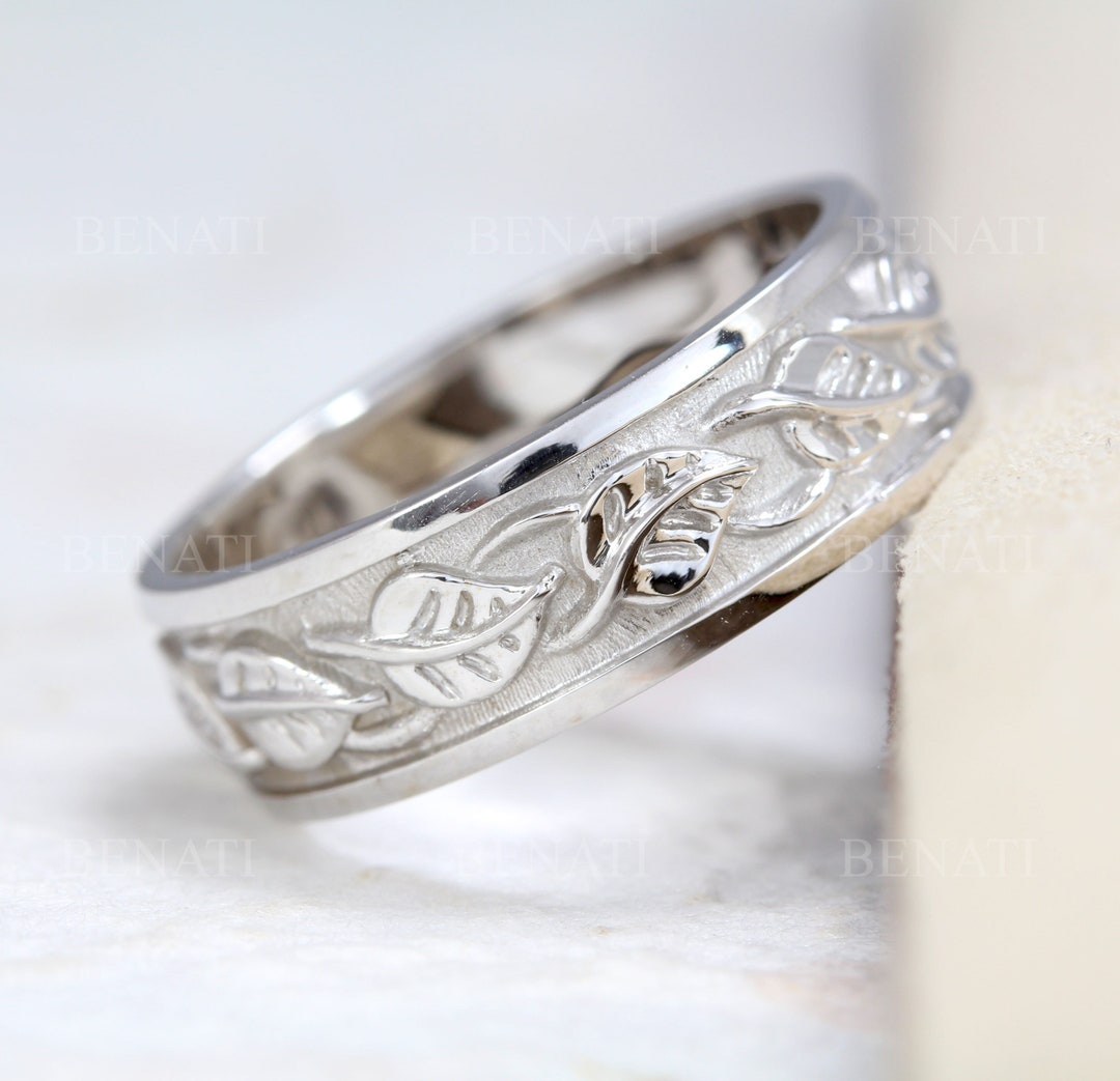 7mm Wide Men's Wedding Band Unique Rustic Wedding Band - Etsy