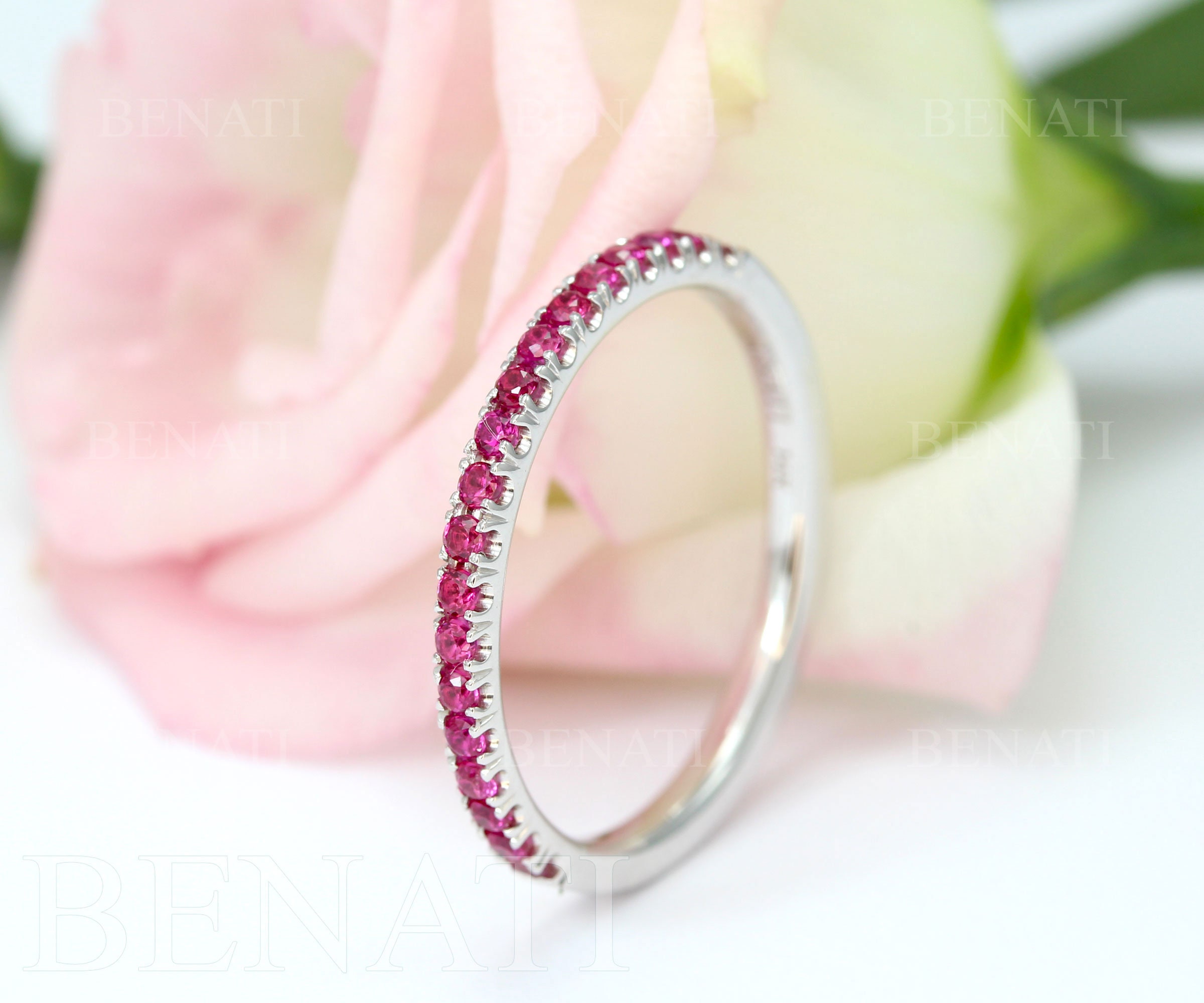 Ruby Eternity Band Ruby Ring Eternity 1.5 mm Wedding Band | Etsy