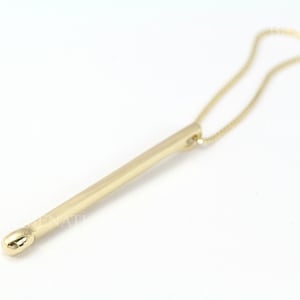 Gold Match Stick Pendant, 14k Match Pendant, Fire Matchstick Charm ...