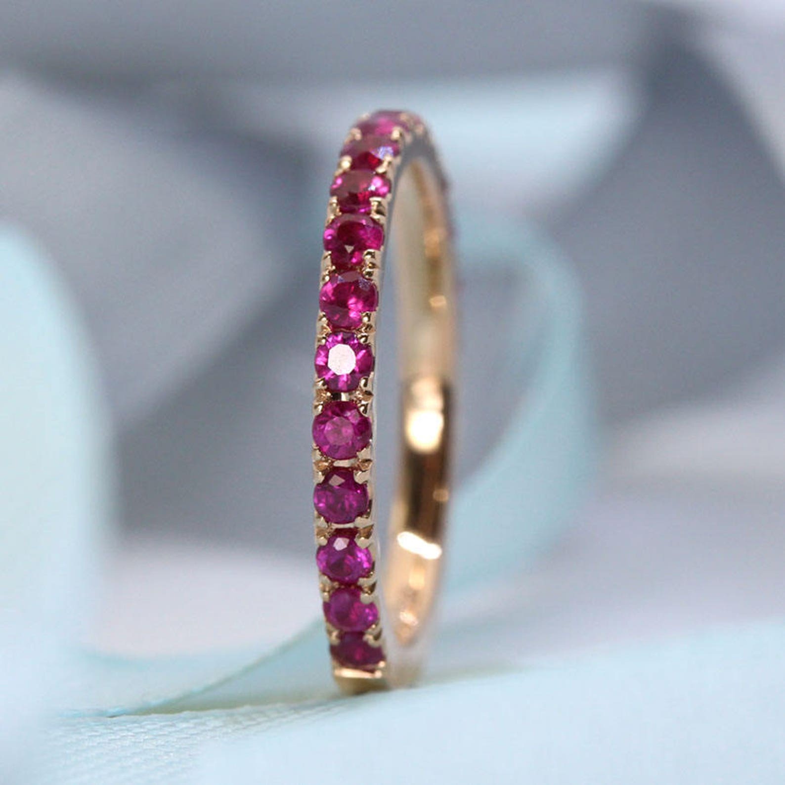 Genuine Natural Ruby Eternity Band Ruby Wedding Ring Ruby - Etsy