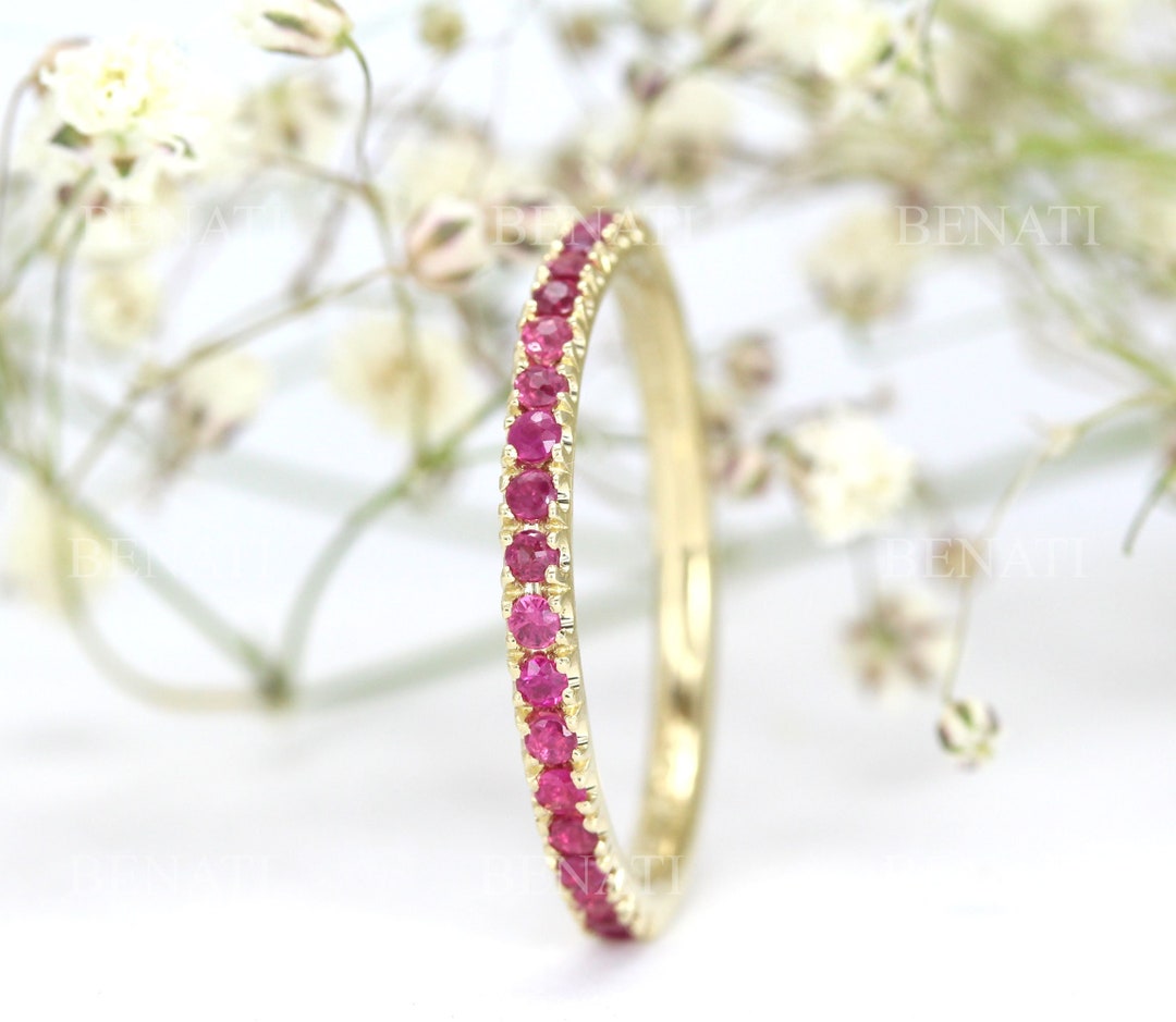 Ruby Eternity Band Ruby Ring Eternity 1.5 Mm Wedding Band - Etsy