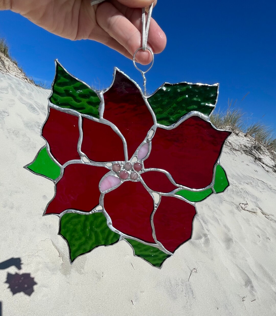 Stained Glass Christmas Poinsettia Suncatcher/panel/gift - Etsy