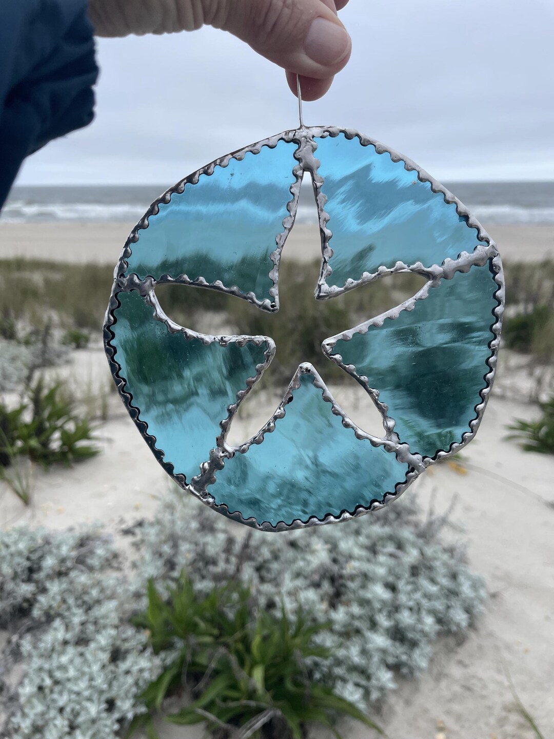 Stained Glass Sand Dollar Suncatcher With Scalloped Edge - Etsy