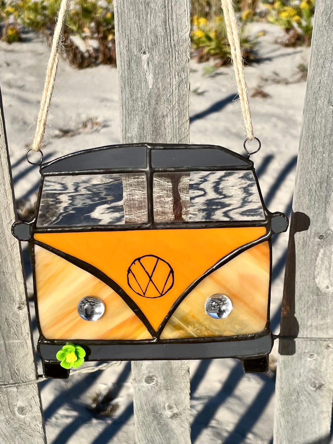 VW Stained Glass Bus Suncatcher With Flower Power - Etsy