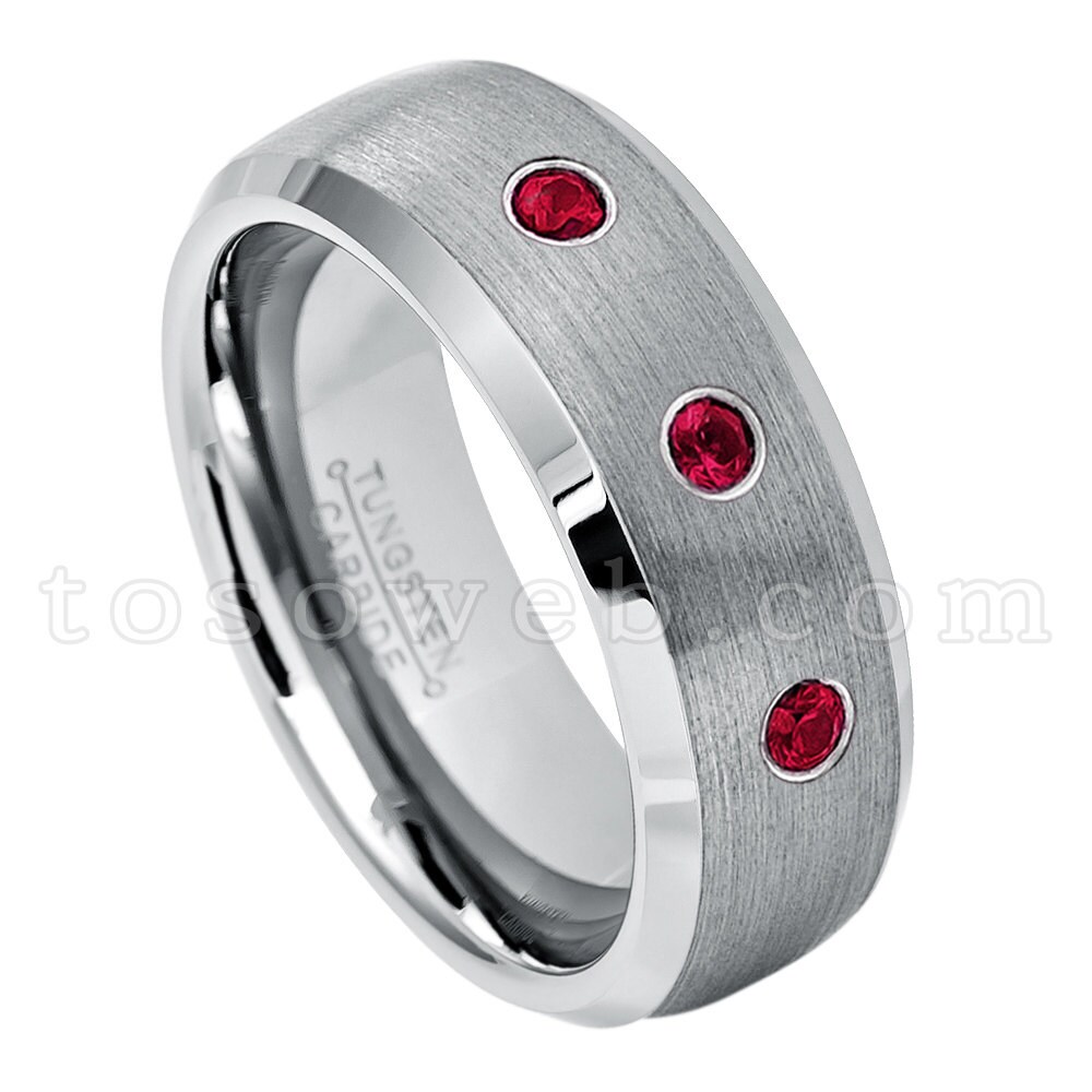 Men's Ruby & Diamond Wedding Band July Birthstone 8mm - Etsy