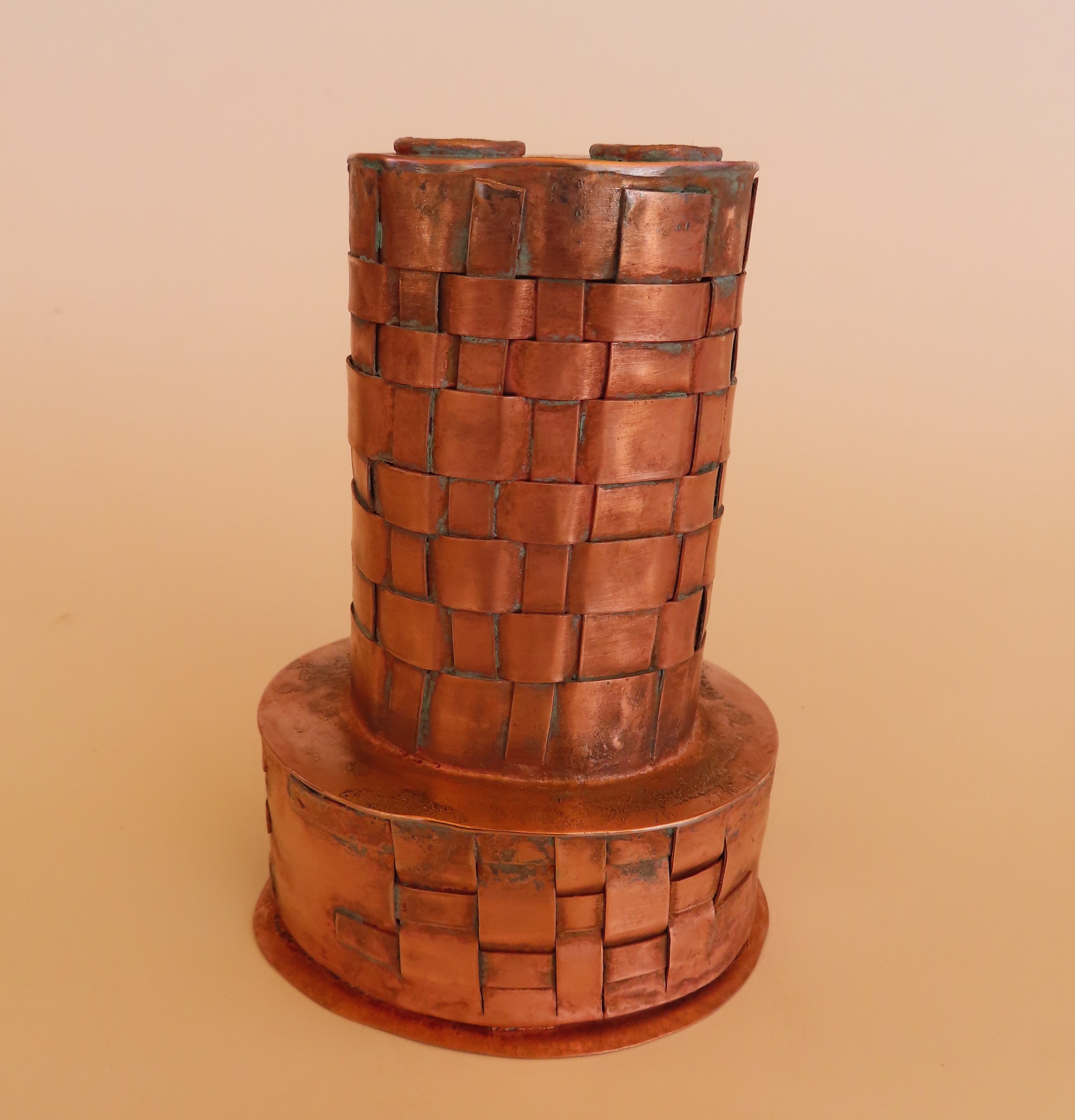 Woven Copper Stacked Two Toothbrush Holder - Etsy