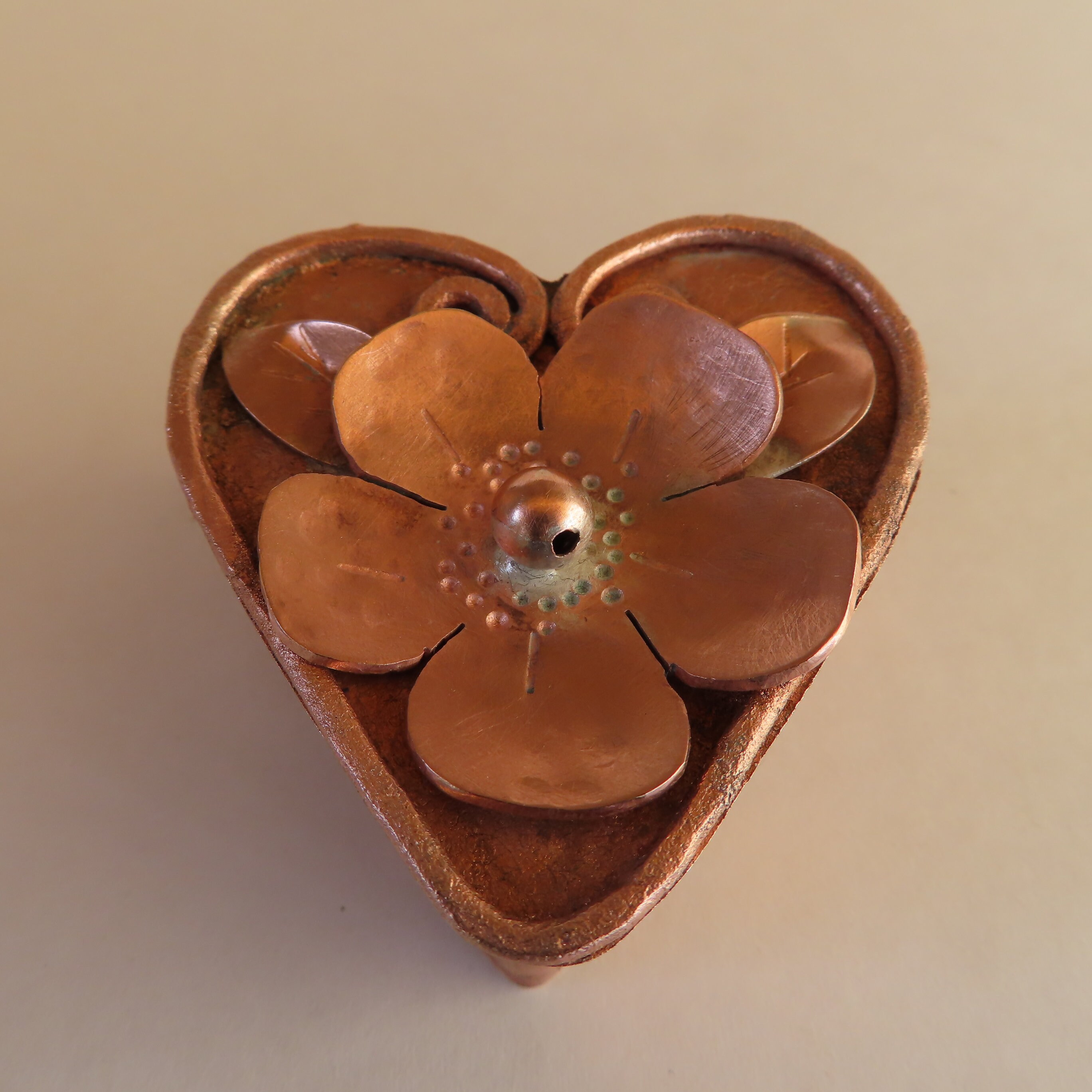 Copper Heart Shape Box With Flower Decoration - Etsy