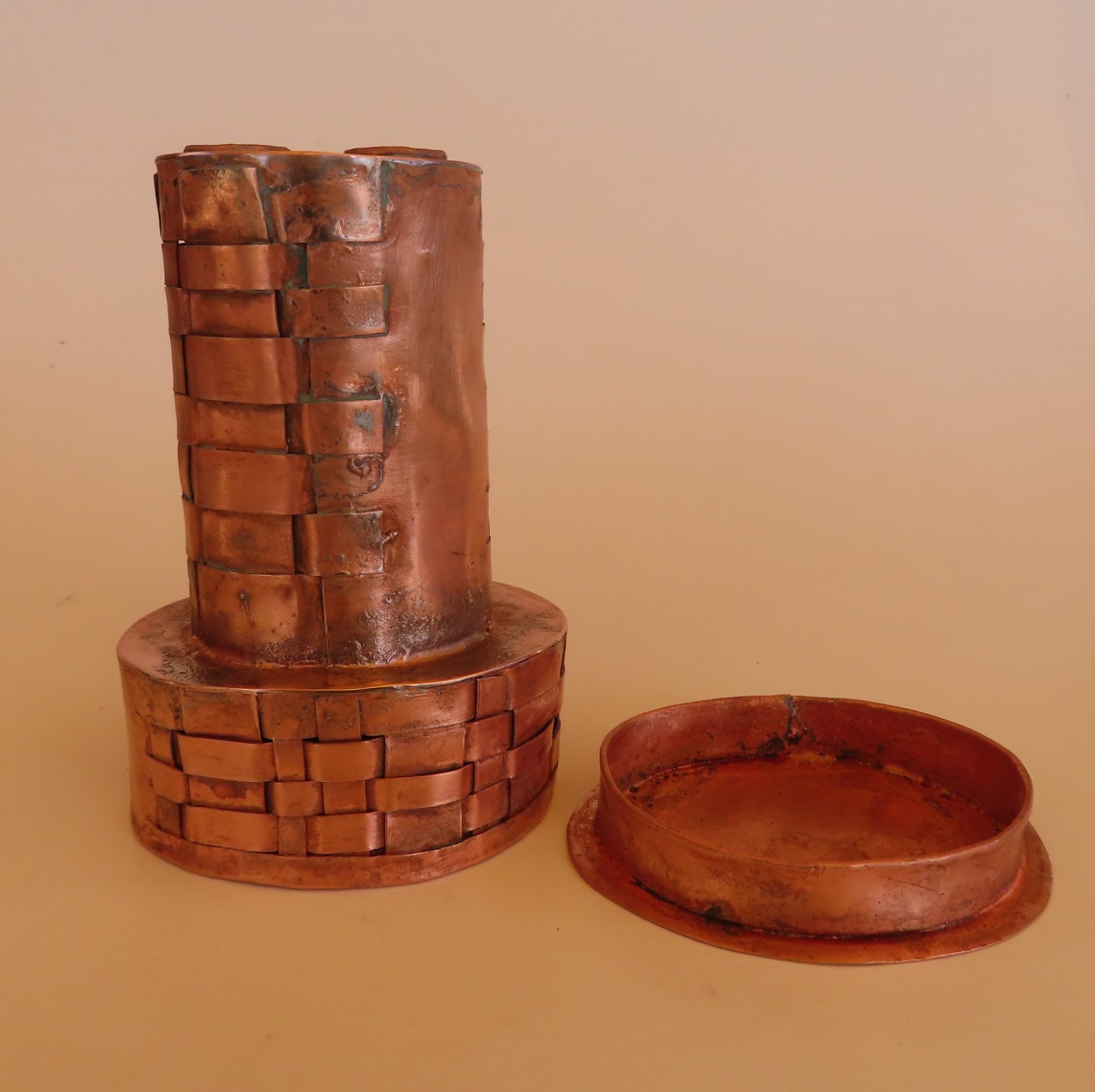 Woven Copper Stacked Two Toothbrush Holder - Etsy