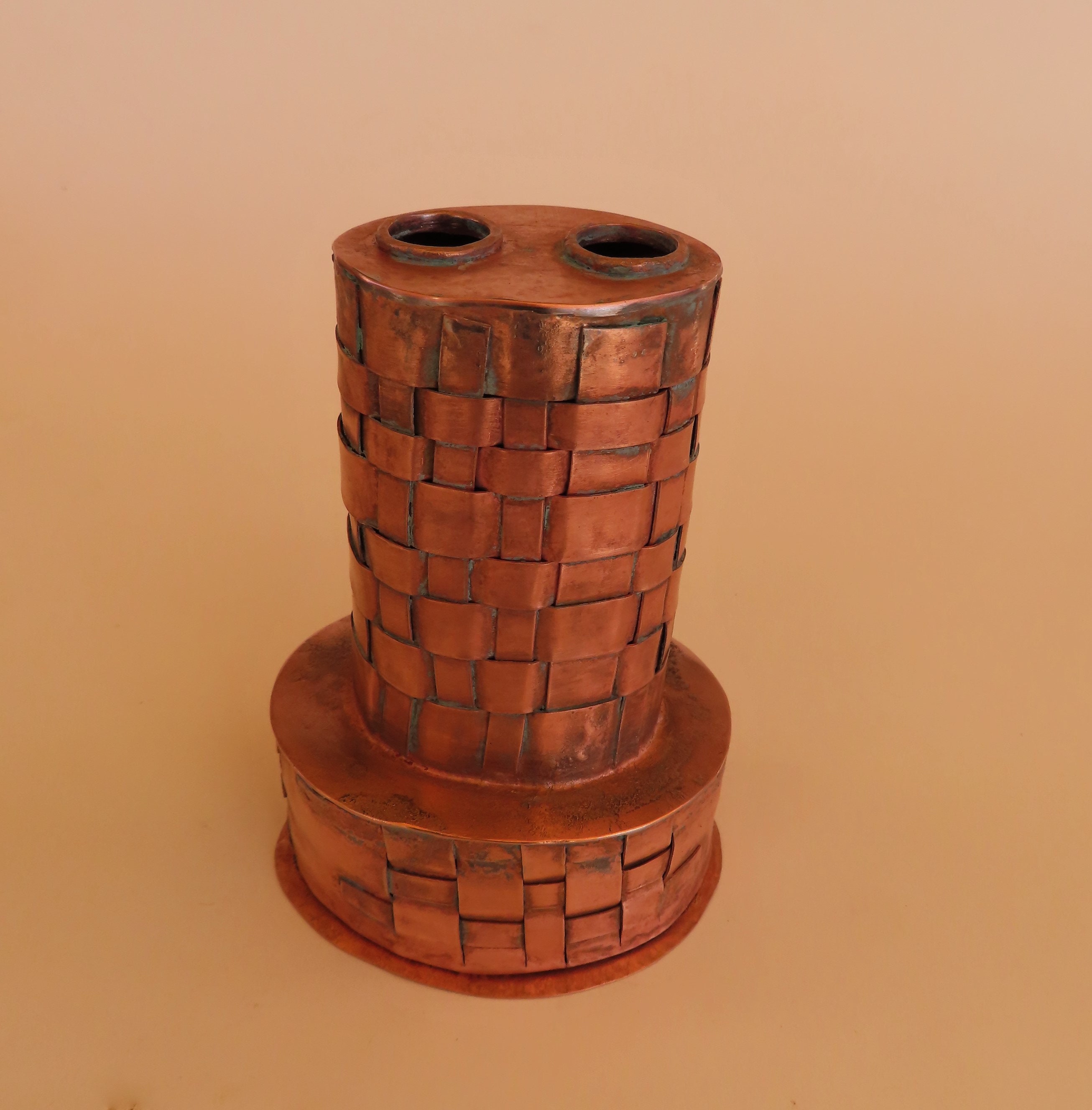 Woven Copper Stacked Two Toothbrush Holder - Etsy