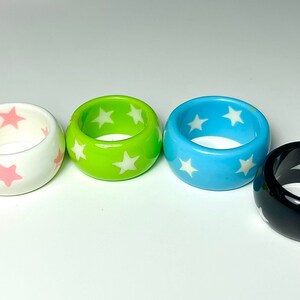 Vintage Star Patterned Plastic Rings - Etsy