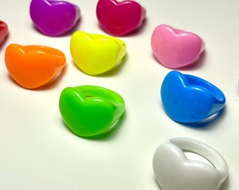 Plastic Heart Rings | Etsy
