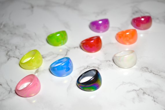 Vintage Metallic Plastic Statement Rings - Etsy