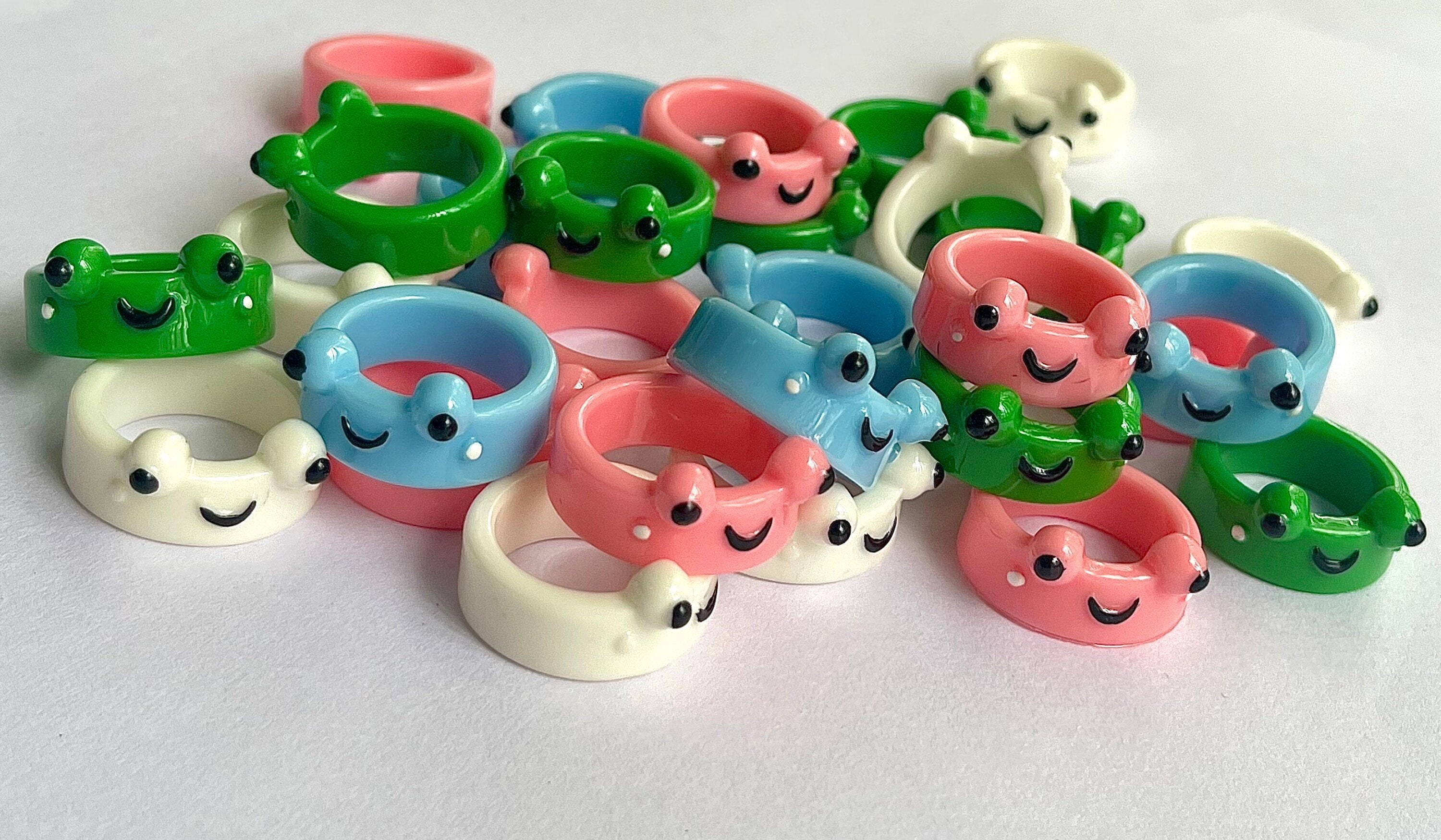 Kawaii Y2k Plastic Frog Statement Rings - Etsy