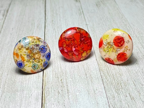 Large Circular Thick Plastic Statement Rings With Floral | Etsy